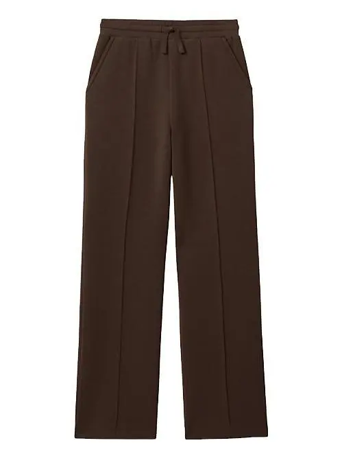 REISS Bernie Wide-leg High-rise Jogging Bottoms - Chocolate