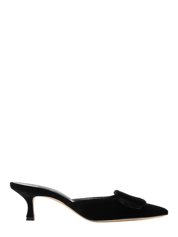 Manolo Blahnik Maysale Velvet Mule Pumps - Black