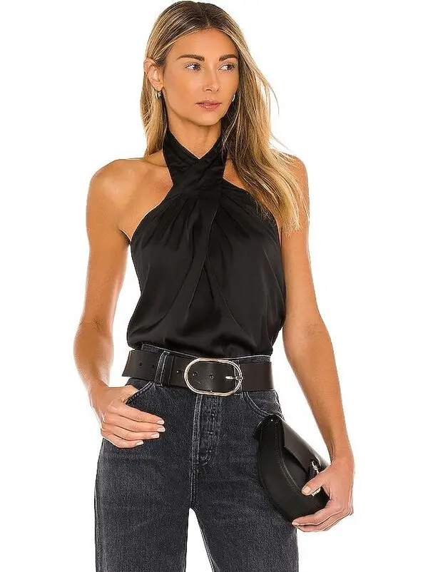 Superdown Amerie Pleated Halter Top - Black