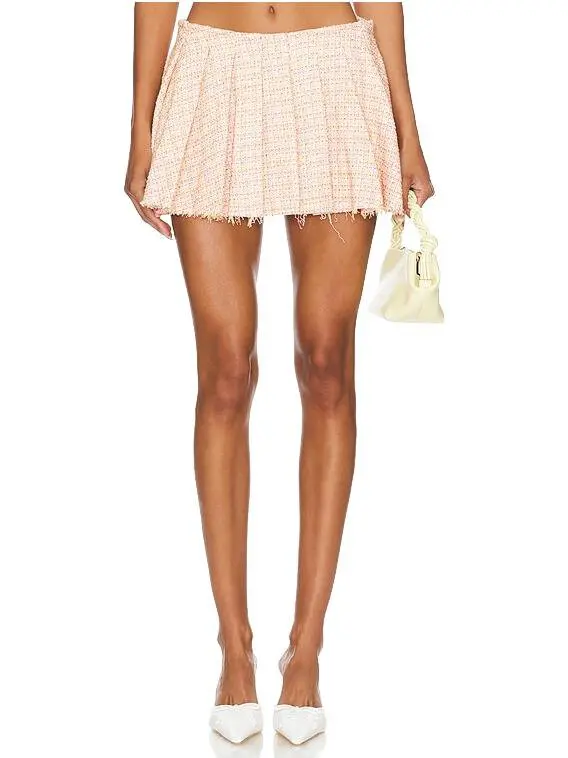 LOVERS AND FRIENDS Keila Pleated Tweed Mini Skirt - Sorbet