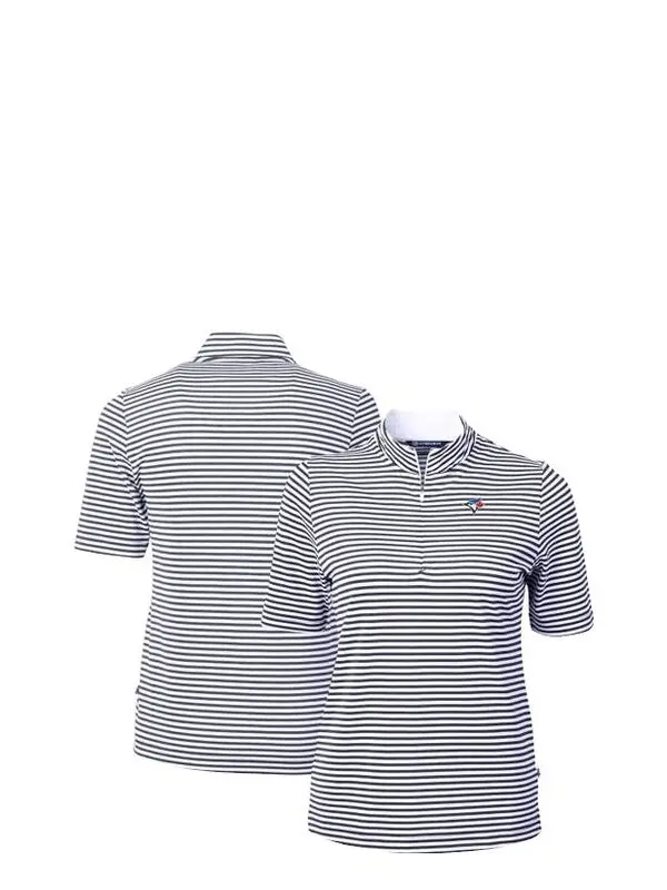 Cutter & Buck Toronto Blue Jays Virtue Eco Pique Stripe Top - Navy