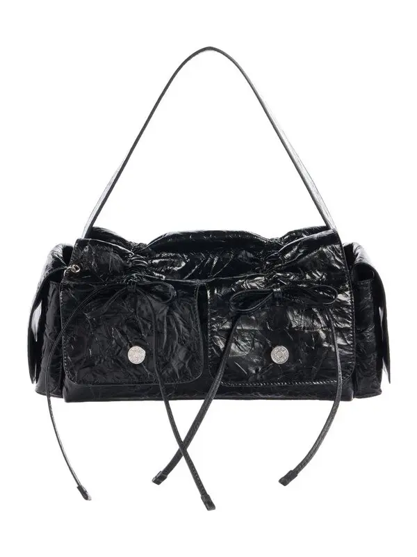 Acne Studios Multipocket Crinkled Leather Baguette - Black