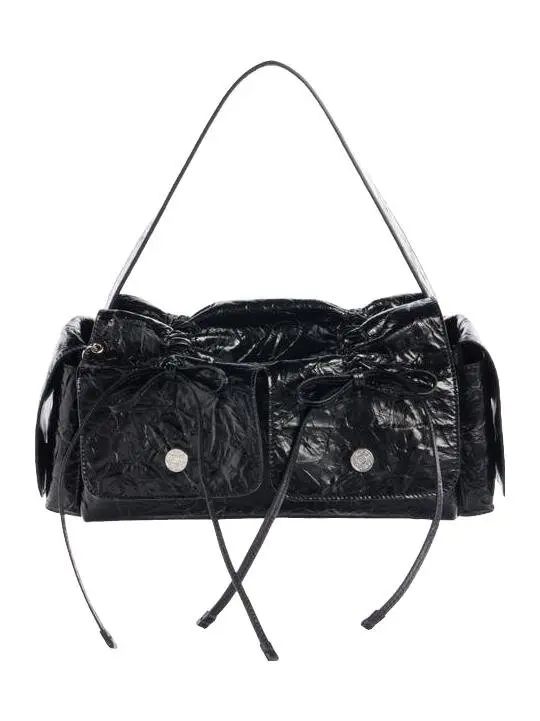 Acne Studios Multipocket Crinkled Leather Baguette - Black