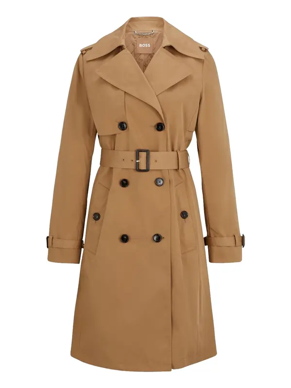 BOSS Belted Double-breasted Trench Coat - Brown