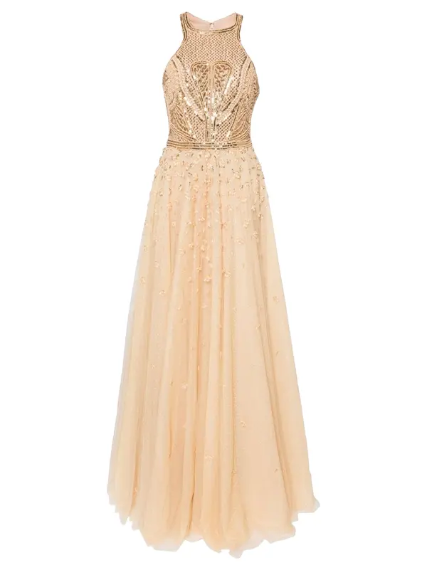 SAIID KOBEISY Beaded Halterneck Gown - Gold