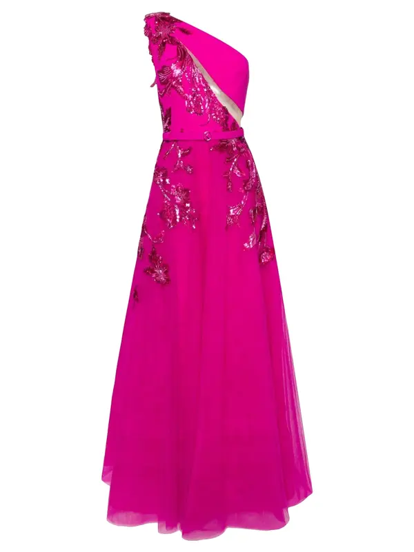 SAIID KOBEISY One-shoulder Beaded Gown - Pink