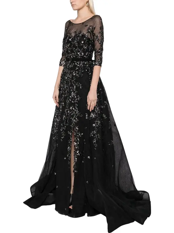 SAIID KOBEISY Sequin-embellished Tulle Gown - Black