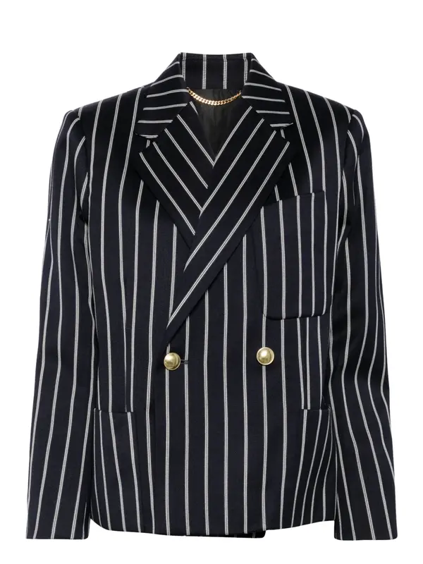 Victoria Beckham Cropped Double-breasted Striped Jacket - Blue
