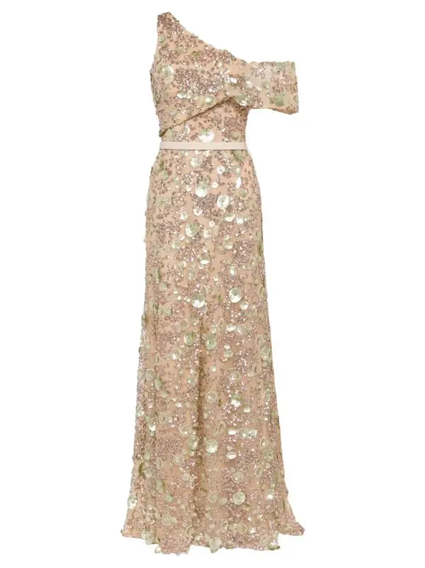 SAIID KOBEISY Sequined Tulle Gown - Neutrals