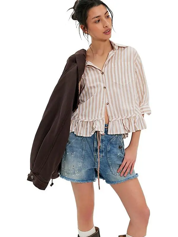 Free People We The Free Bailey Stripe Shirt - Neutral Combo