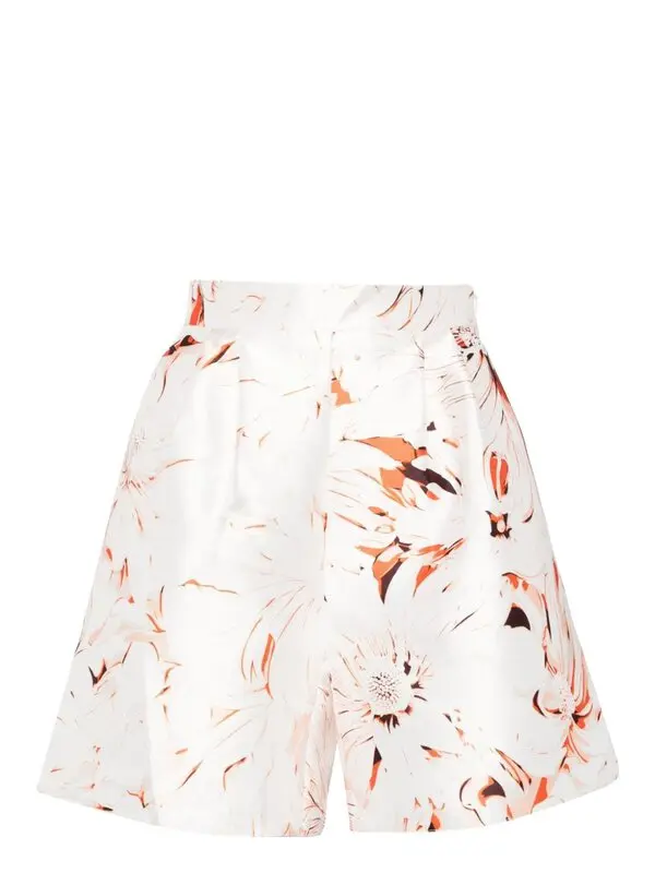 SAIID KOBEISY Printed Flared Thigh-length Shorts - White