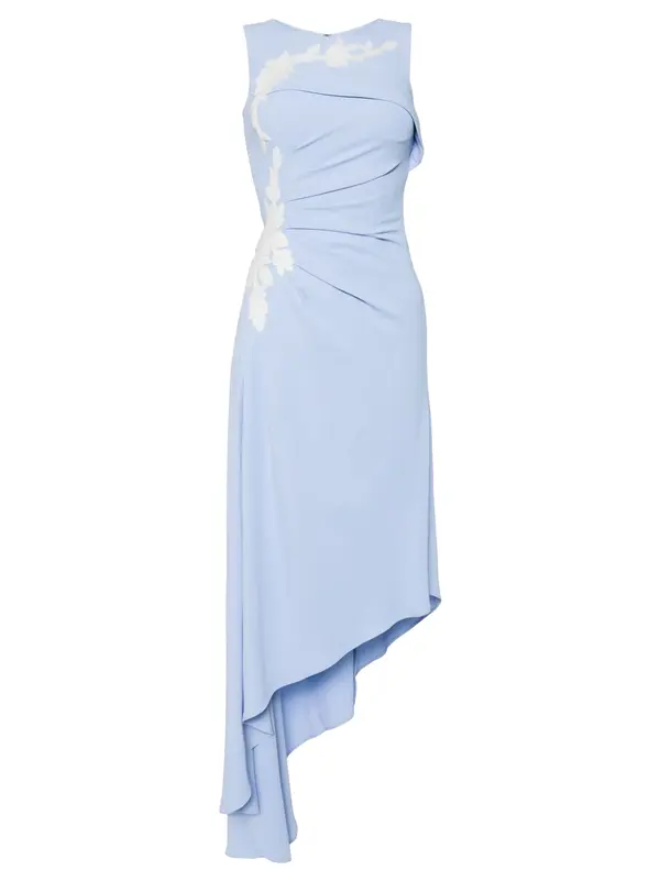 SAIID KOBEISY Gathered Crepe Asymmetric Dress - Blue