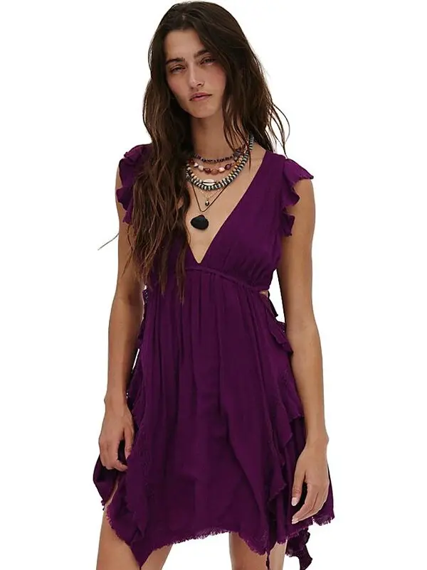 Free People More Is More Mini Dress - New Age Purple