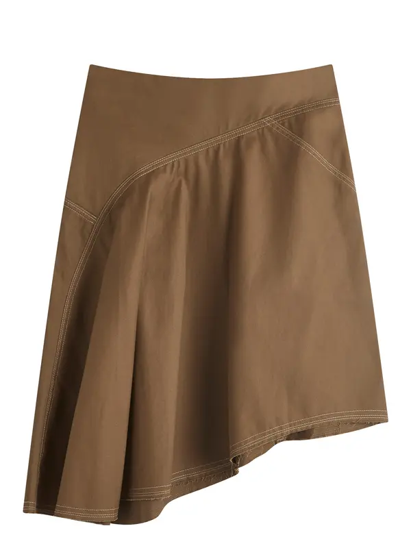 Faithfull The Brand Calais Asymmetrical Skirt - Walnut