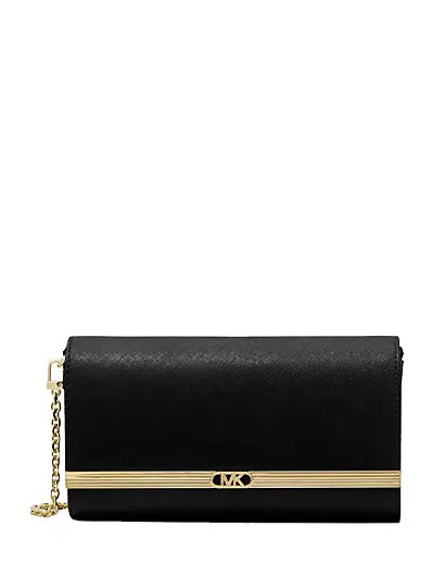 Michael Kors Mona Large Saffiano Leather Clutch - Black
