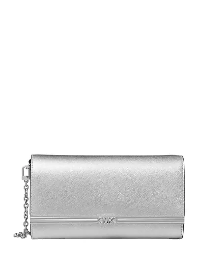 Michael Kors Metallic Saffiano Leather Clutch - Silver