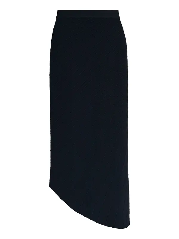 Cult Gaia Plissé Asymmetric Midi Skirt - Black