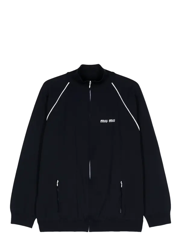 Miu Miu Logo-embroidered Bomber Jacket - Blue
