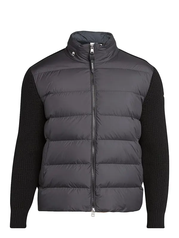 Moncler Wool Knit Padded Jacket - Black