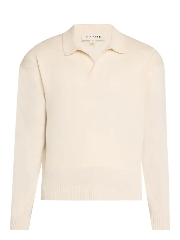 FRAME Wool-silk Polo Sweater - Off White