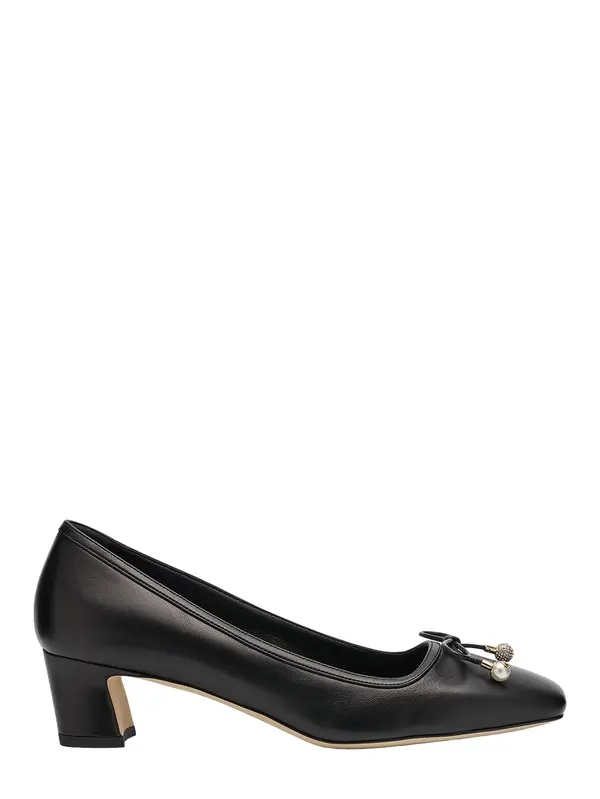 JIMMY CHOO Elme Leather Ballerina Pumps - Black