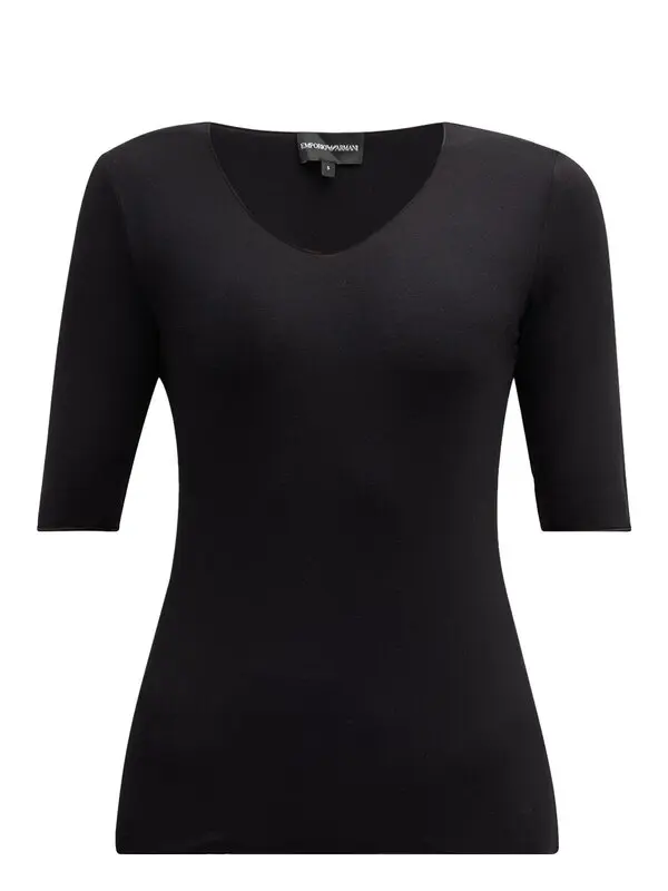 Emporio Armani Fitted Jersey Top - Black