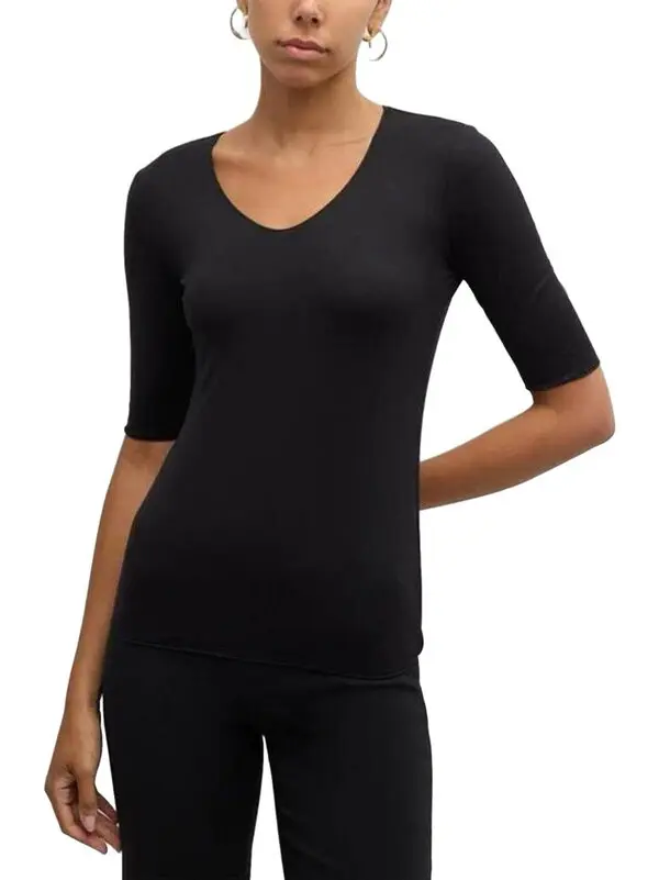 Emporio Armani Fitted Jersey Top - Black