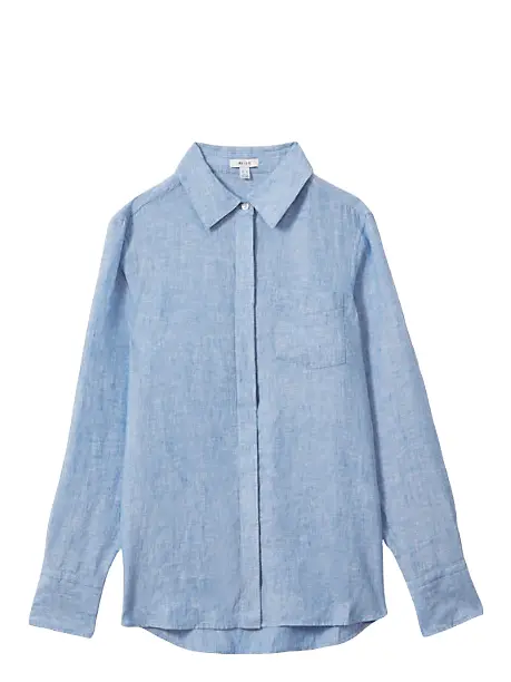 REISS Relaxed-fit Linen Shirt - Blue