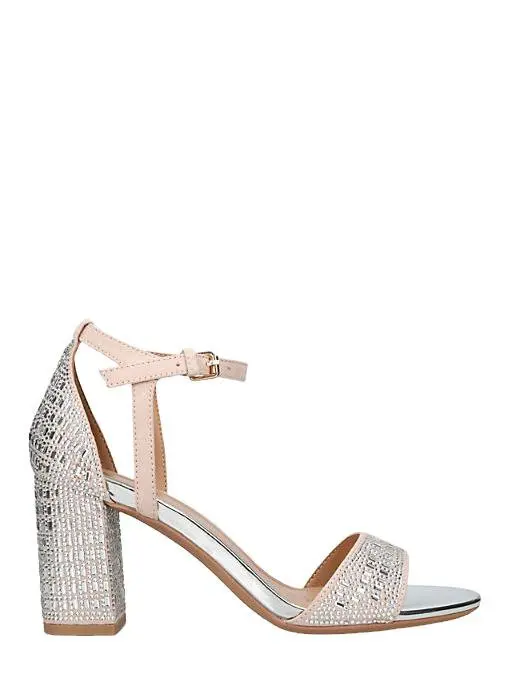 Kurt Geiger Faryn Bling Crystal-embellished Heeled Woven Sandals - Silver