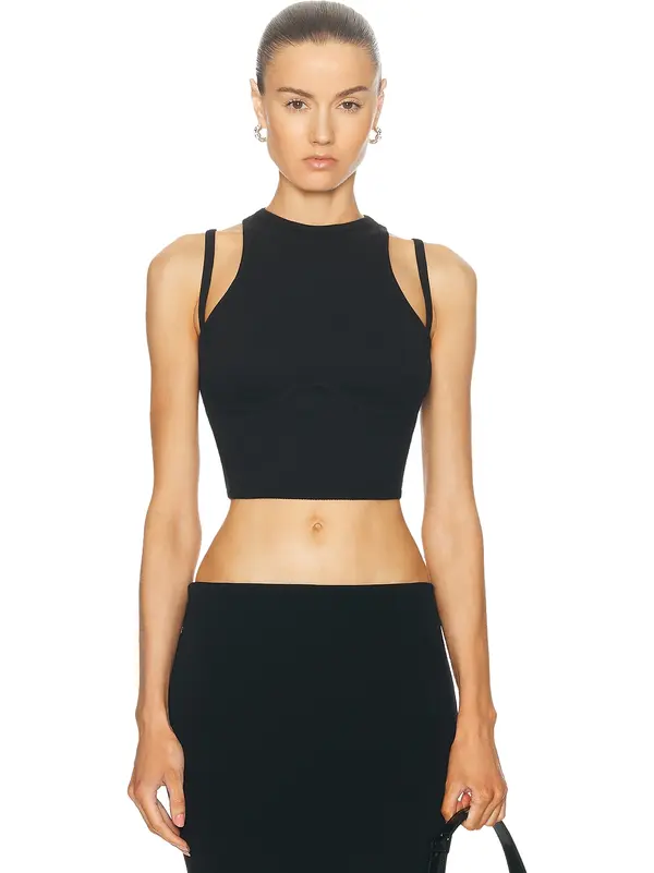 Fleur Du Mal Strappy Rib Tank - Black