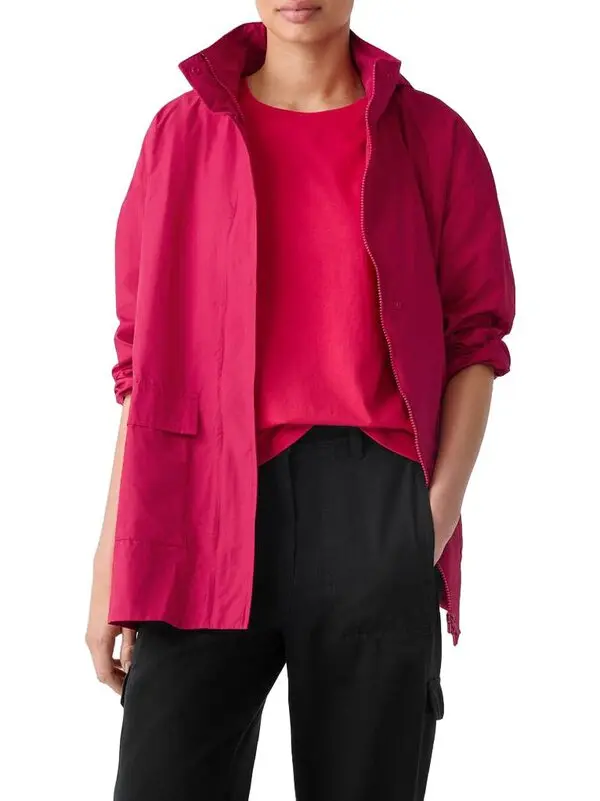 Eileen Fisher Stand Collar Jacket - Azalea