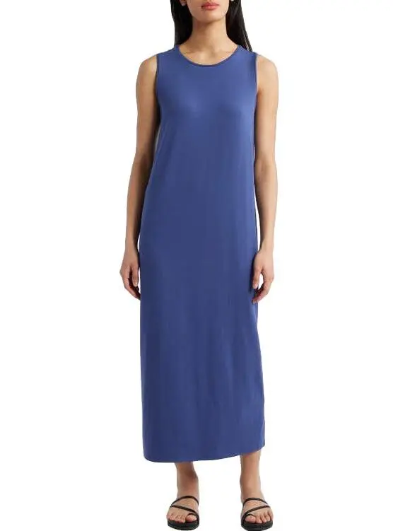 Eileen Fisher Round Neck Sleeveless Midi Dress - Bluette