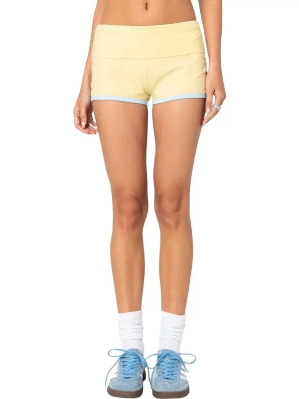 EDIKTED Lucky Foldover Shorts - Yellow