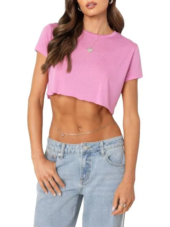 EDIKTED Seville Burnout Crop T-shirt - Pink