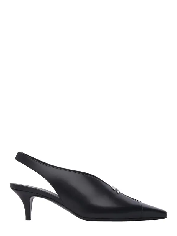 COURREGES Leather Slingbacks With Logo Plaque - Black