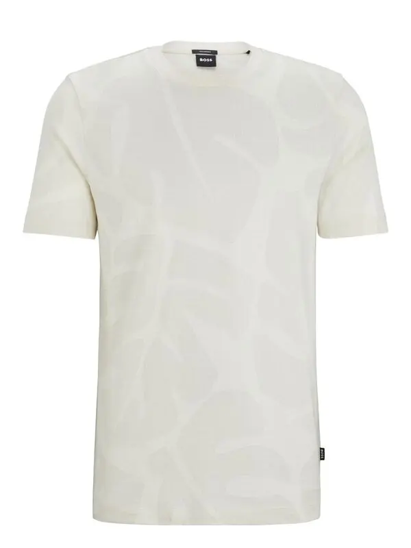 BOSS Cotton Jacquard T-shirt - Neutrals