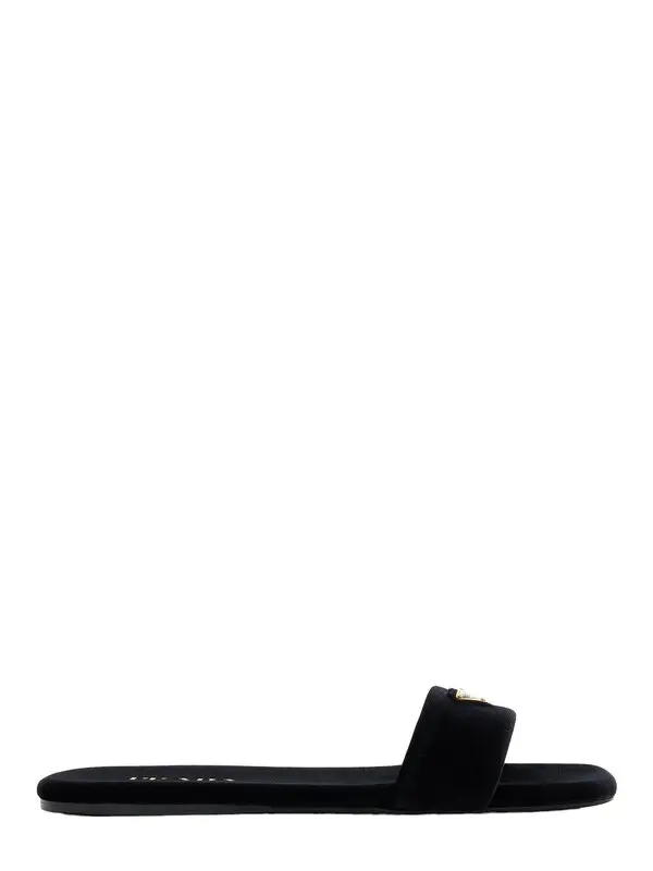Prada Velvet Slide Sandals - Black