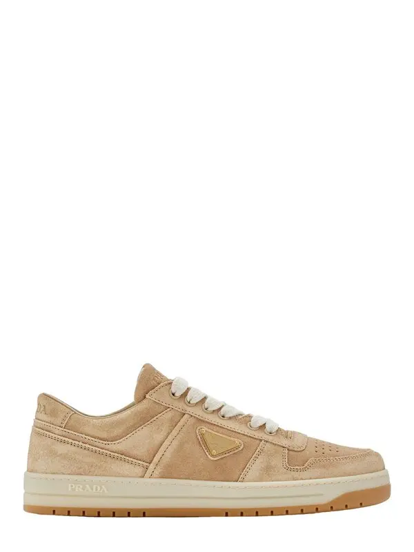 Prada Downtown Platform Suede Sneakers - Tan