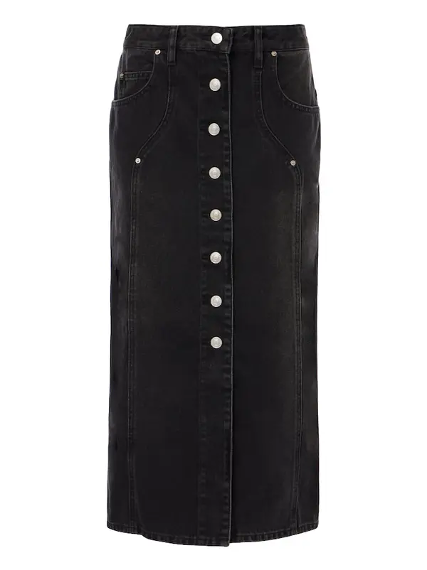 MARANT ETOILE Vandy High-rise Denim Midi Skirt - Black