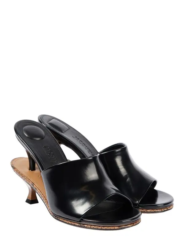 Jacquemus Les Doubles Patent Leather Mules - Black