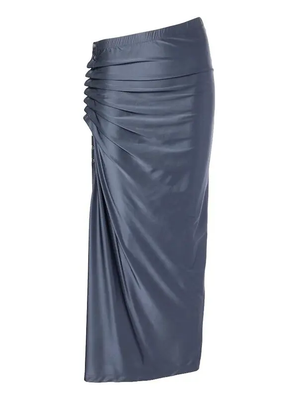 Rabanne Gathered Jersey Midi Skirt - Black