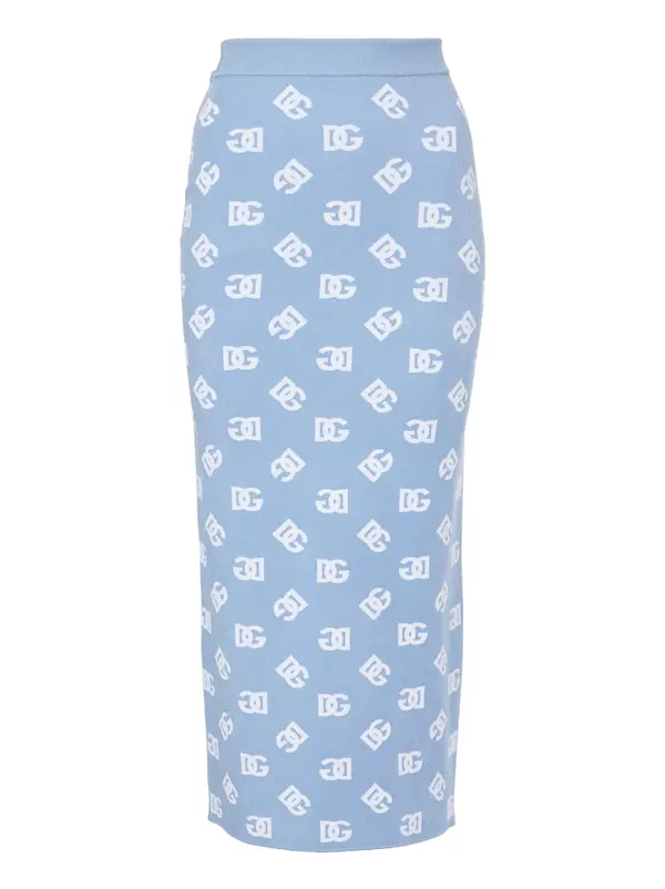 Dolce & Gabbana Logo Midi Skirt - Blue