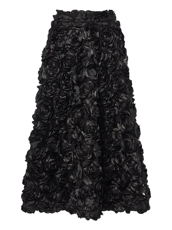 Remain Birger Christensen Sun Floral-appliqué High-rise Maxi Skirt - Black