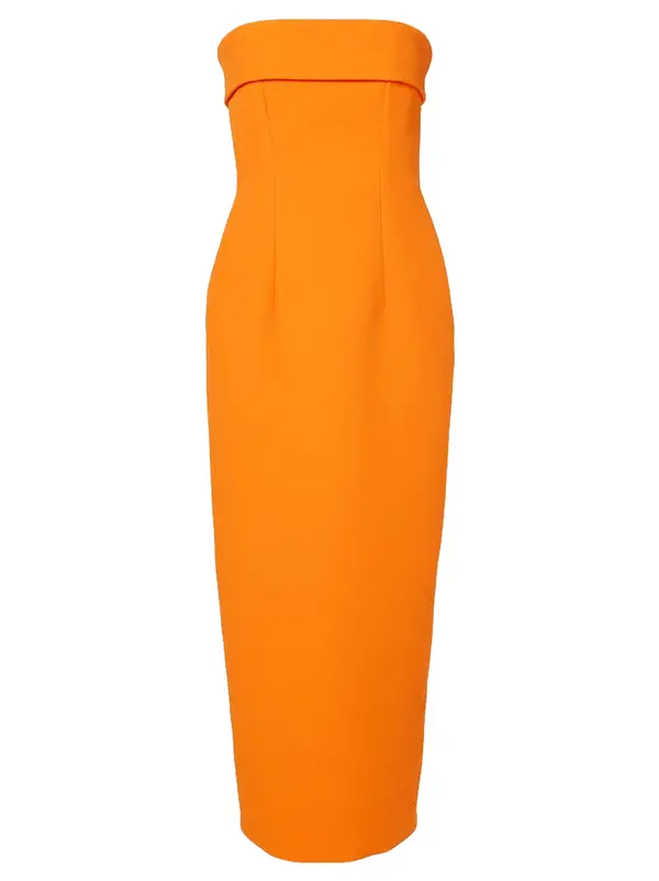 EMILIA WICKSTEAD Keeley Strapless Crêpe Midi Dress - Orange
