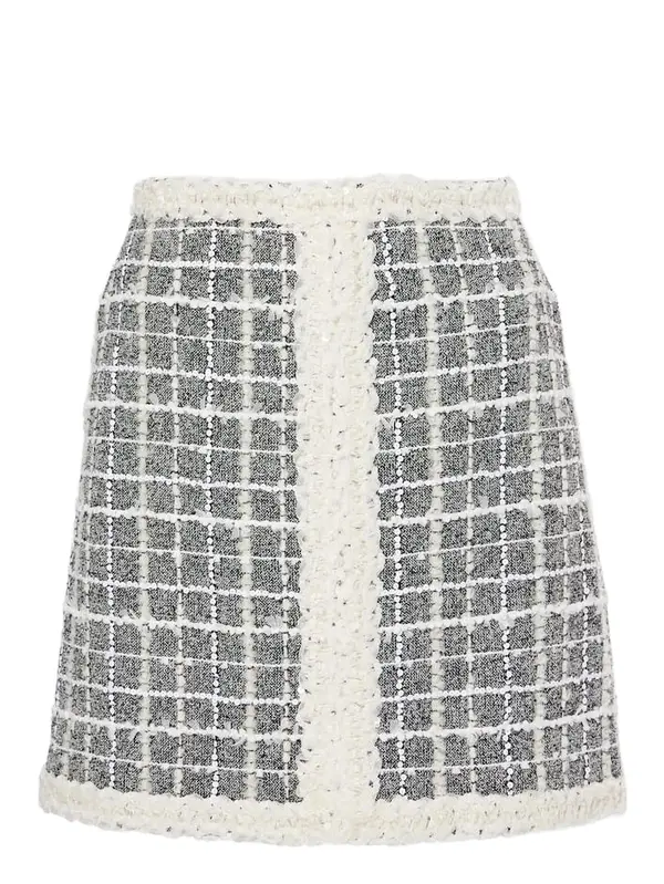 Giambattista Valli Checked Wool-blend Bouclé Miniskirt - White