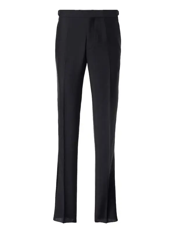 Rubinacci Modluca Wool Tuxedo Pants - Black