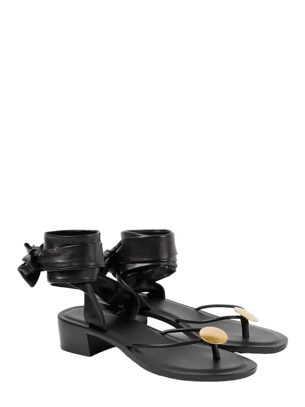 THE ROW Cord Leather Thong Sandals - Black