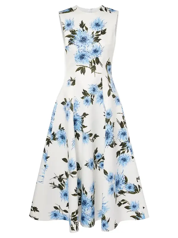 EMILIA WICKSTEAD Mara Floral Taffeta Faille Midi Dress - Blue