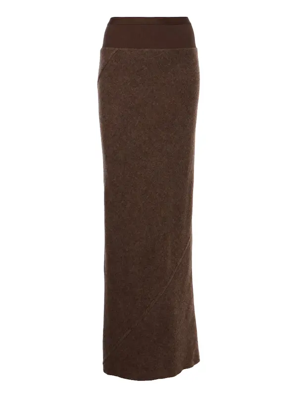 Rick Owens Coda Wool Maxi Skirt - Brown
