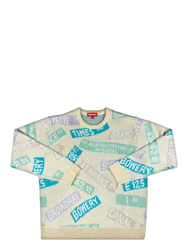 Supreme Street Signs Sweater - Cream